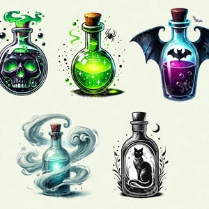 Witch Potion Bottle Clipart, 28 PNG Files, Halloween Potion PNG, Spooky ...