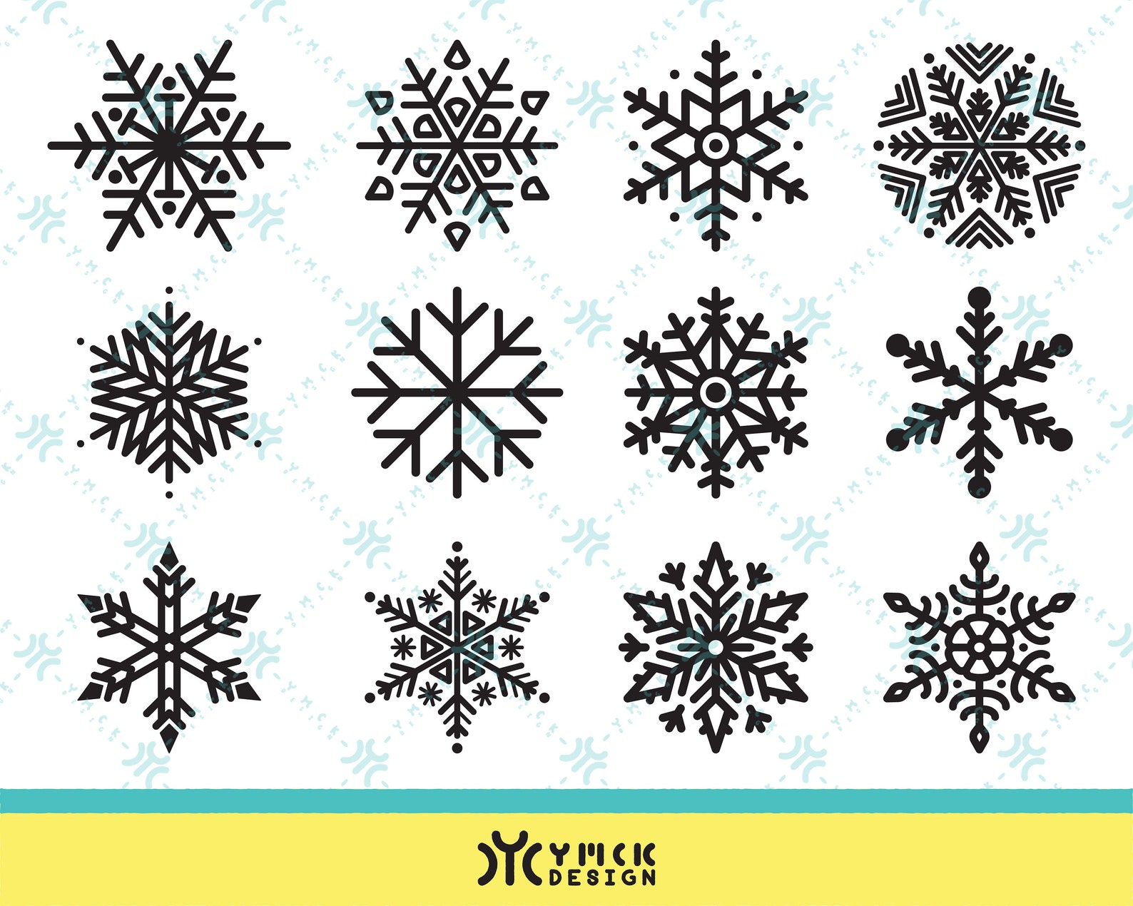 Flocons de neige SVG Clipart d'hiver Ornements de Noël SVG Clipart de ...