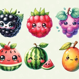 Cute Fruits Clipart, 35 High Quality Pngs, Watercolor Clipart Bundle ...