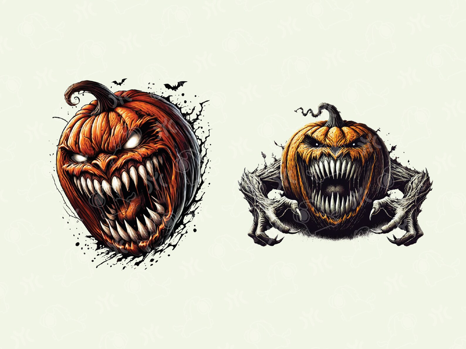 Spooky Pumpkin Clipart, 12 PNG Files, High-resolution, Monster Clipart ...
