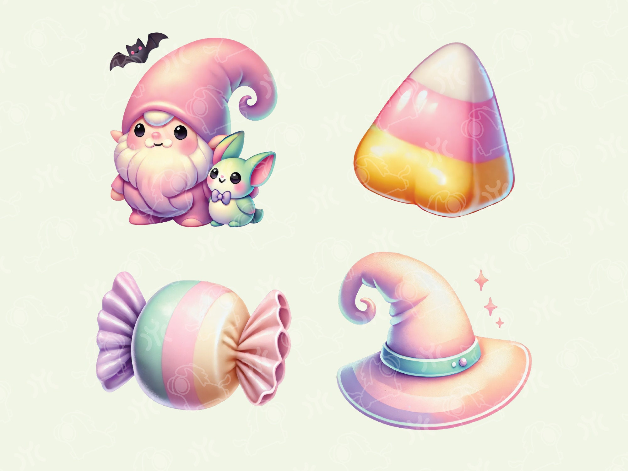 Pastel Halloween Gnome Clipart, 21 PNG Files, Halloween Gnome, Cute ...