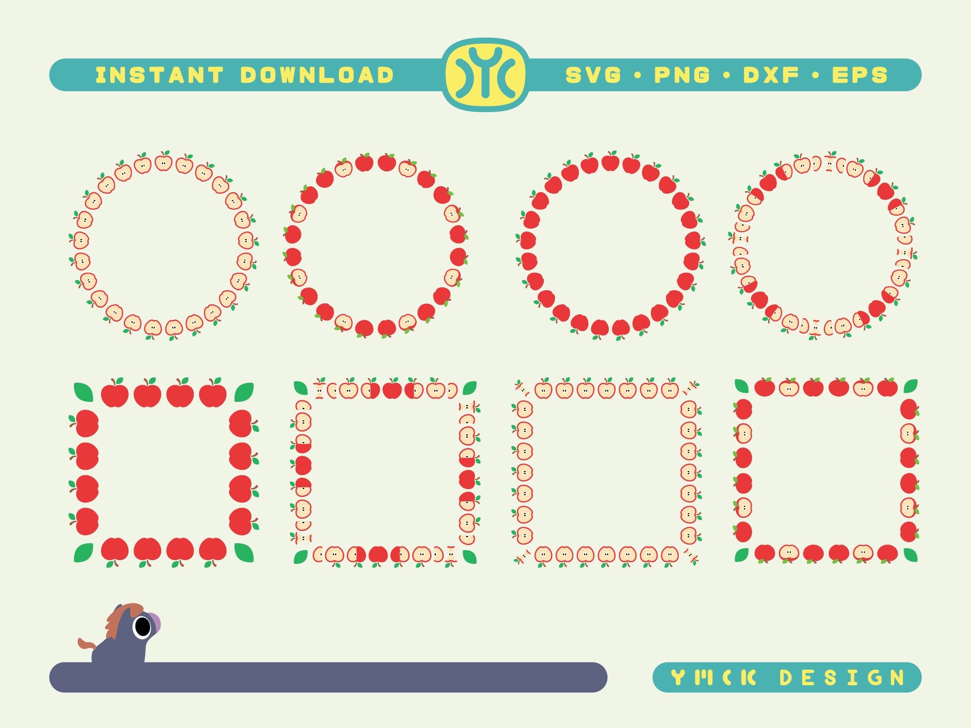 Apple Frame SVG Apple Border SVG Fruit Svg Summer Svg Teacher Svg ...