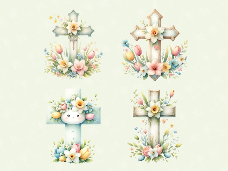 Watercolor Easter Cross Clipart, Cross PNG, Easter Clipart, Christian ...