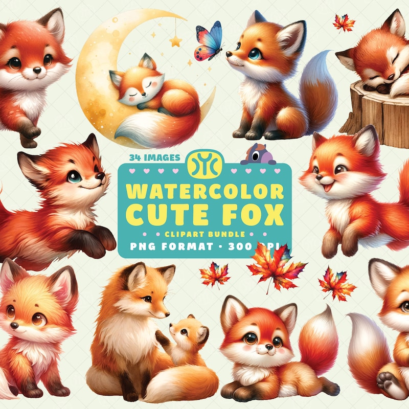 Cute Fox Clipart - Etsy