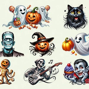 Happy Halloween Clipart, 50 PNG Files, High-resolution, Festive Spooky ...