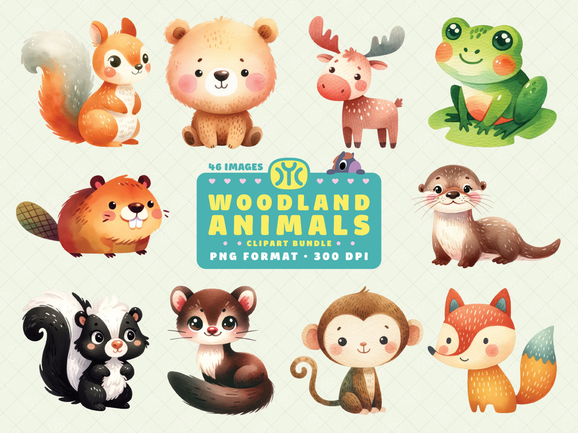 Watercolor Woodland Animals Clipart, Forest Animals PNG, Watercolor ...