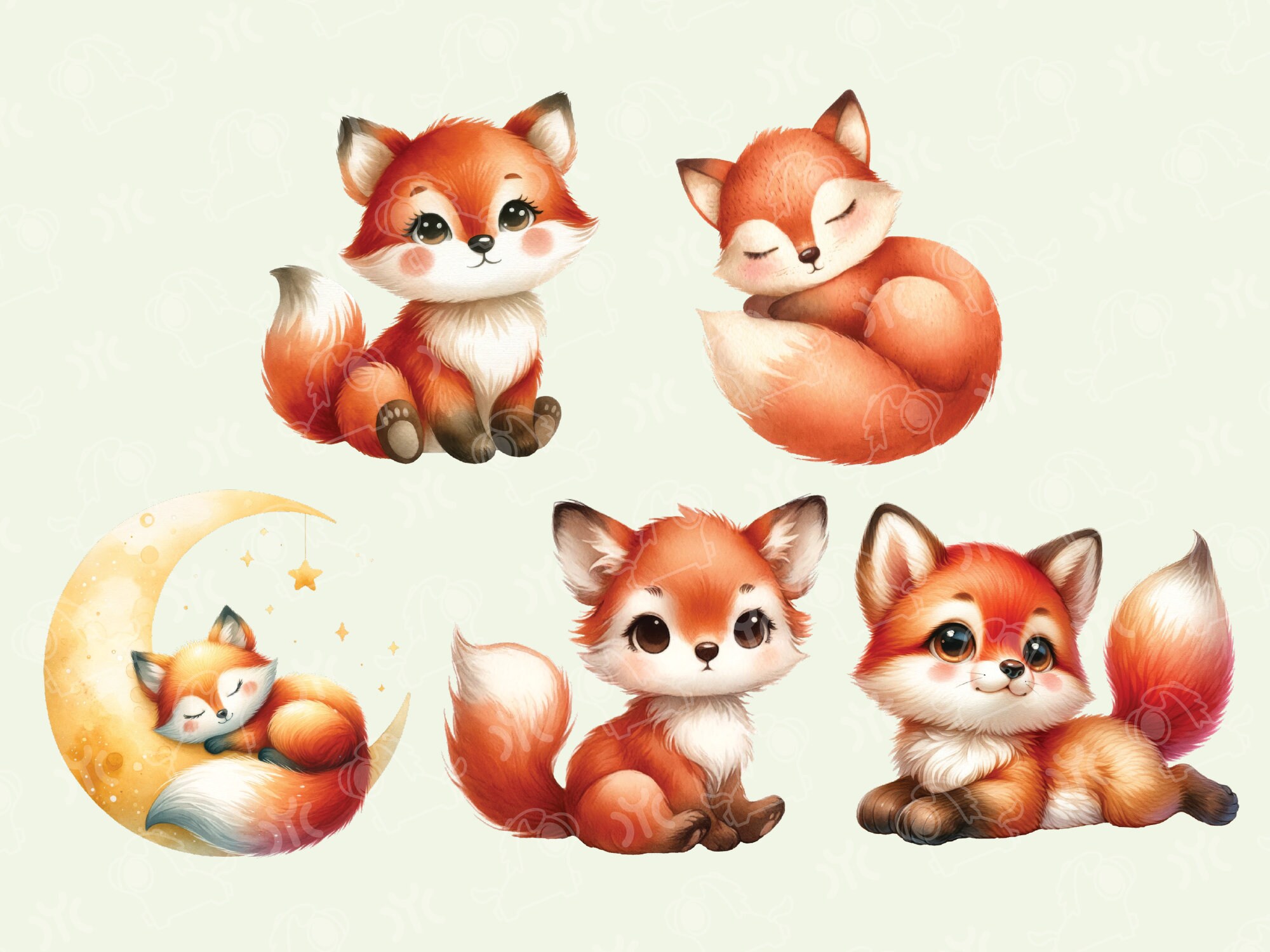 Watercolor Cute Fox Clipart, Cute Fox Png, Fox Clipart Bundle, Woodland ...