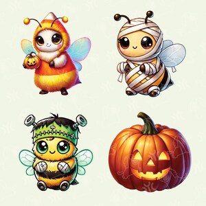 Cute Halloween Bee Clipart, 24 PNG Files, High-resolution, Spooky Cute ...