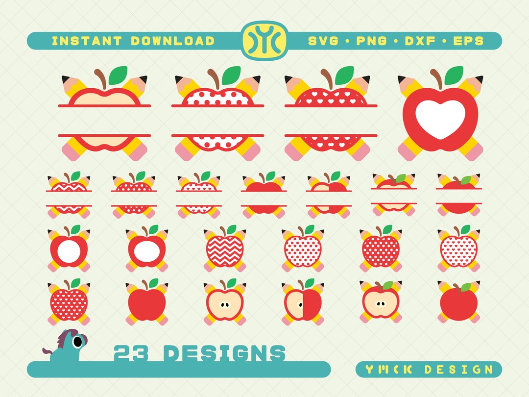 Apple Teacher SVG | Apple Name Frame SVG | Apple Split Monogram ...