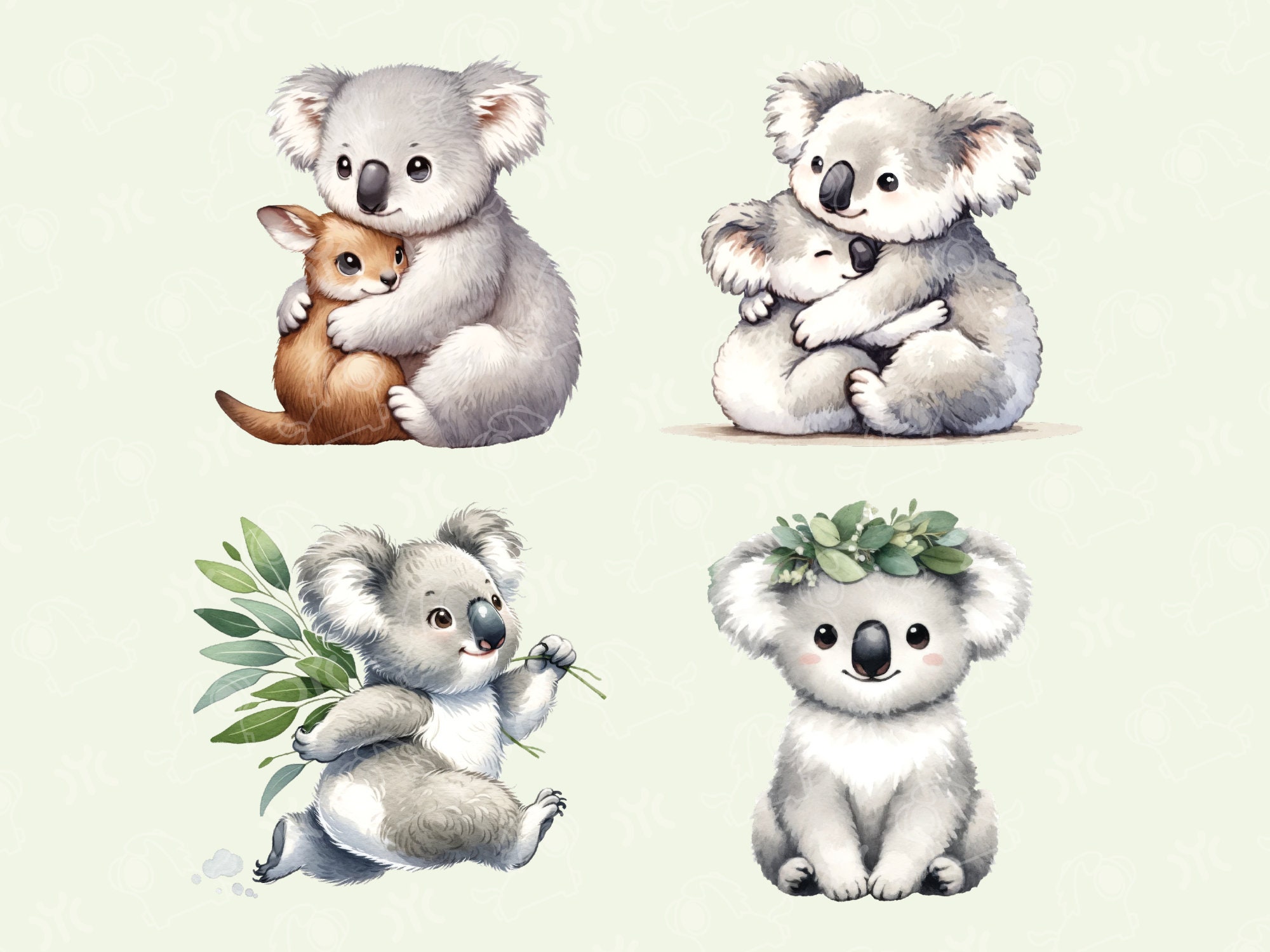 Watercolor Cute Koala Clipart, Cute Koala PNG, Koala Clipart Bundle ...