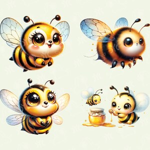 Watercolor Cute Bee Clipart, Cute Bees Png, Bees Clipart Bundle, Honey ...