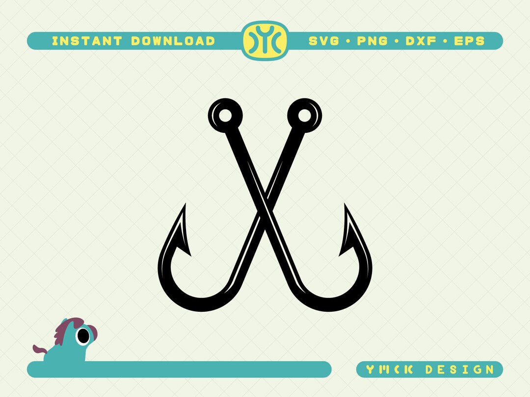 Crossed Fish Hooks SVG Fishing Hook Svg Bass Fishing Svg Fish Hook Svg ...