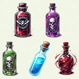 Witch Potion Bottle Clipart, 28 PNG Files, Halloween Potion PNG, Spooky ...