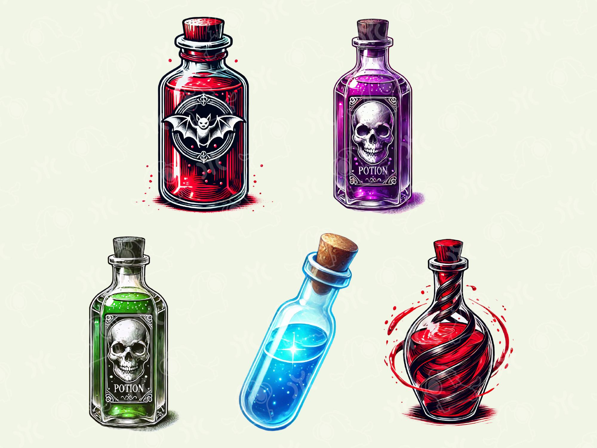Witch Potion Bottle Clipart, 28 PNG Files, Halloween Potion PNG, Spooky ...