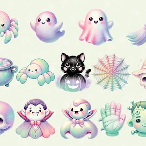 Pastel Halloween Clipart, 85 PNG Files, Pastel Goth PNG, Spooky Art for ...