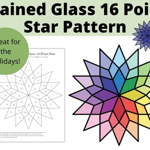 Sixteen Point Stained Glass Star Pattern, Digital Download PDF ...