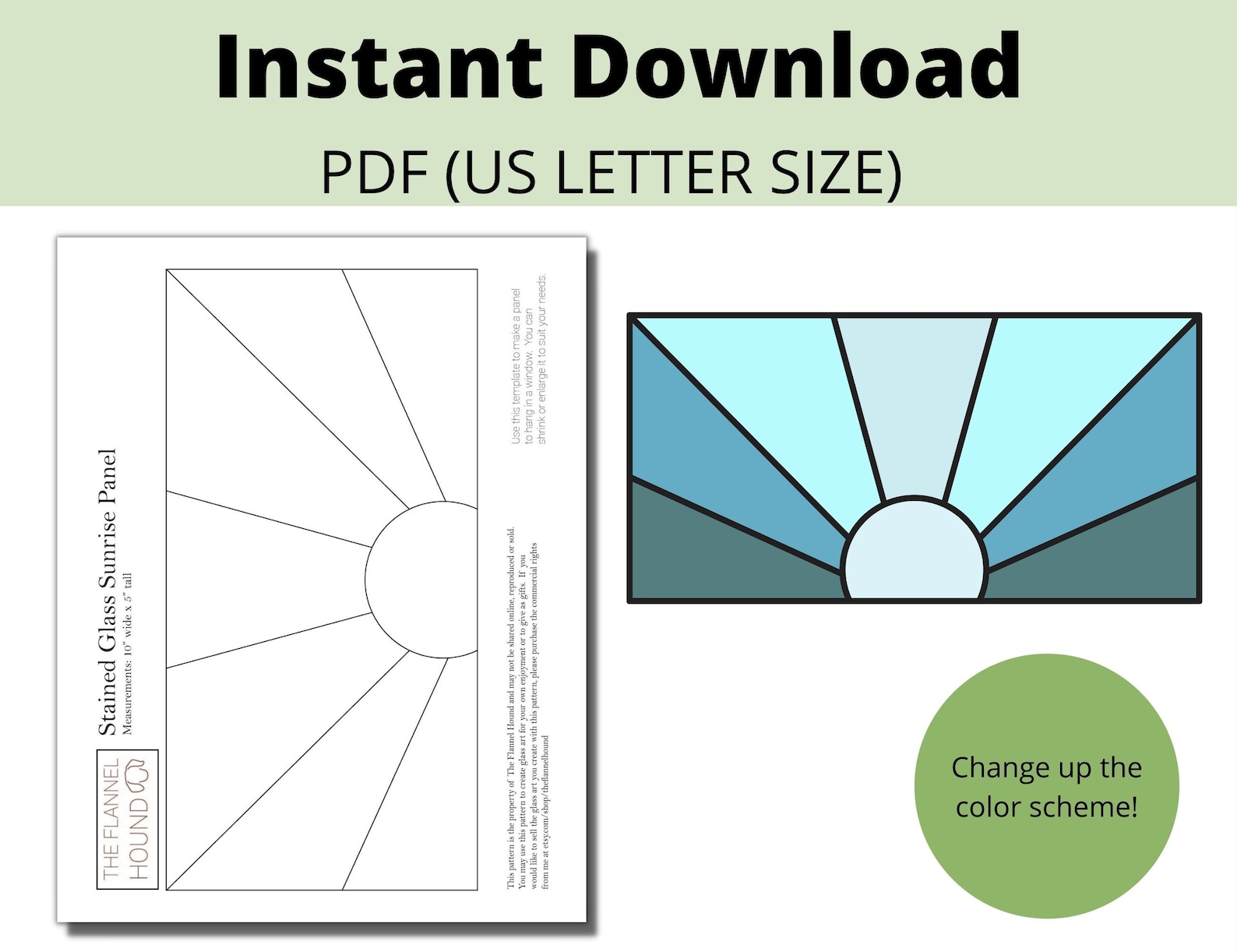Sunrise Panel Stained Glass Pattern for Instant Download, PDF, Easy ...