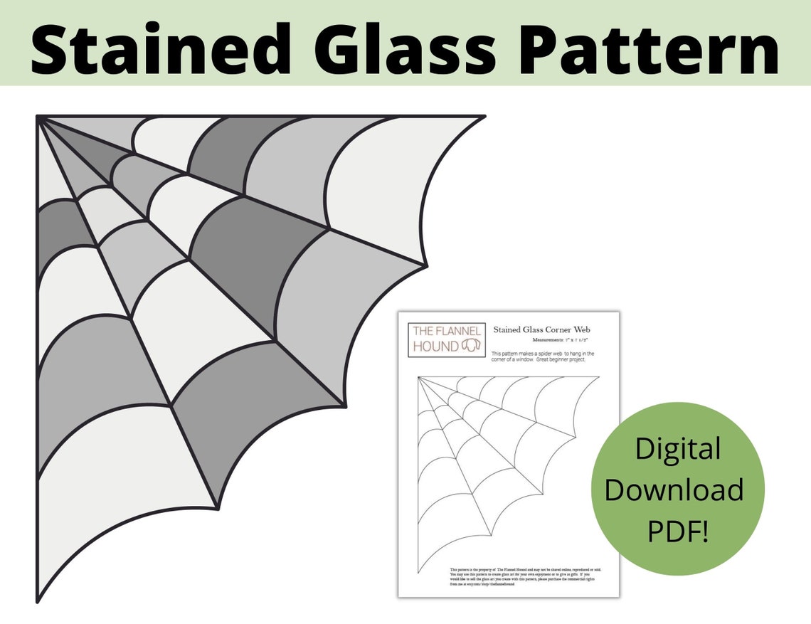 Corner Cobweb Stained Glass Pattern Instant Download PDF, Printable ...