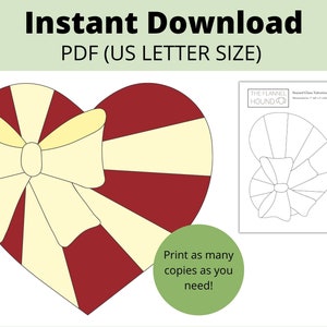 Valentine's Heart Stained Glass Pattern- Heart With Ribbon Digital ...