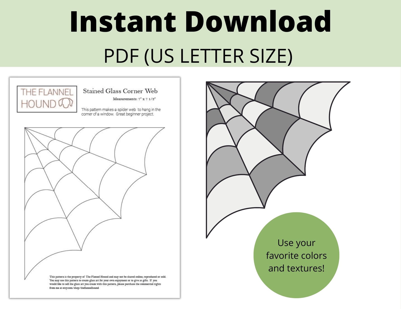 Corner Cobweb Stained Glass Pattern Instant Download PDF, Printable ...