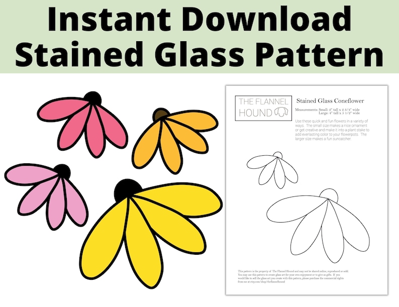 Pattern for Spring Flower Plant Stake, Easy Stained Glass Pattern for ...