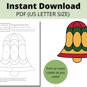 Vintage Style Christmas Bell Stained Glass Pattern for Digital Download ...