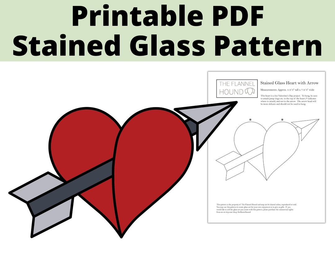 Arrow Through the Heart Stained Glass Pattern, Digital Download PDF for ...