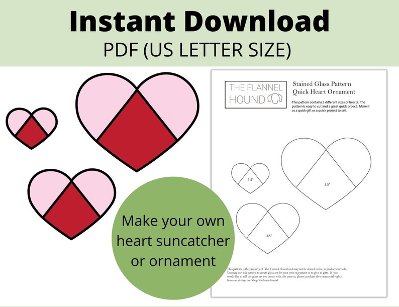Quick Stained Glass Heart Pattern for Beginners, Quick and Easy Heart ...