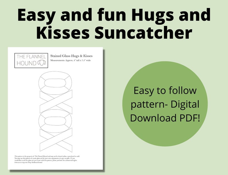 Hugs and Kisses Stained Glass Pattern XOXO Stained Glass - Etsy