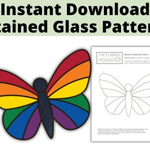 Rainbow Butterfly Stained Glass Pattern for Instant Download, Beginner ...