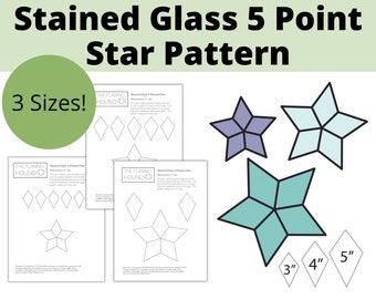 Easy Stained Glass Star Pattern / 5 Point Star Suncatcher PDF - Etsy