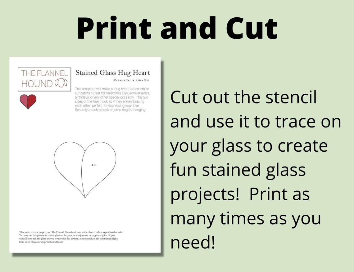 Stained Glass "hug Heart" Pattern, Digital Download PDF, Multiple Size ...