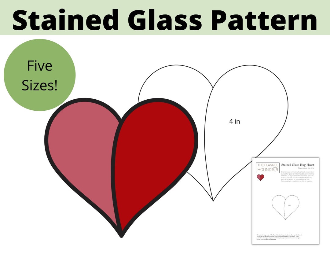 Stained Glass "hug Heart" Pattern, Digital Download PDF, Multiple Size ...
