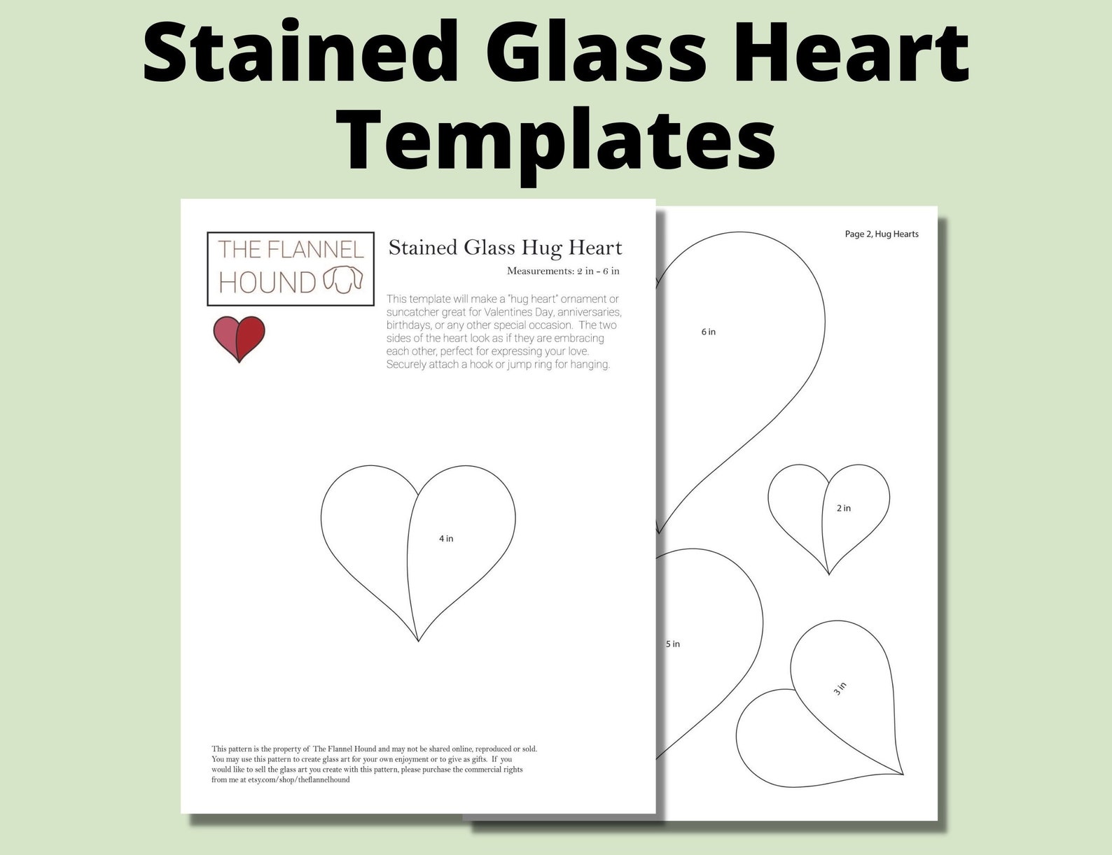 Stained Glass "hug Heart" Pattern, Digital Download PDF, Multiple Size ...