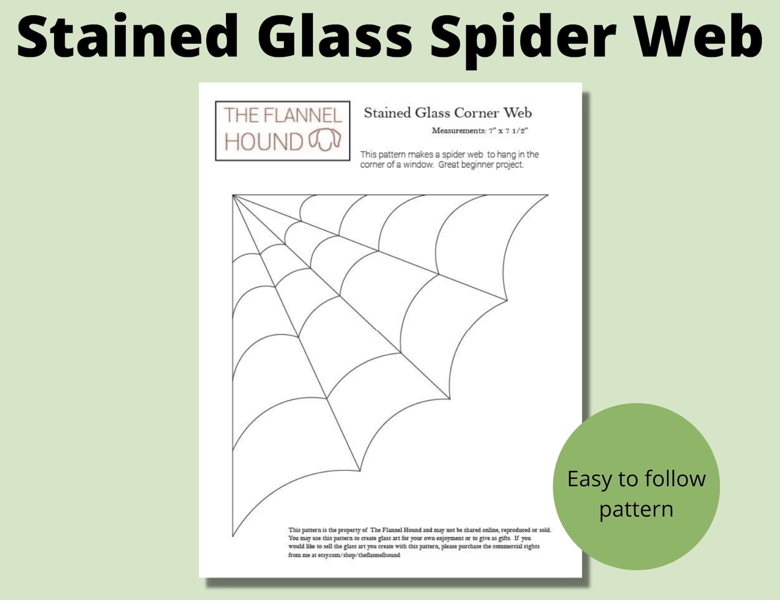 Corner Cobweb Stained Glass Pattern Instant Download PDF, Printable ...