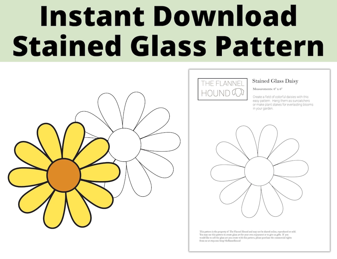 Easy Stained Glass Daisy Pattern, Easy Beginner Stained Glass Pattern ...