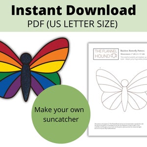 Rainbow Butterfly Stained Glass Pattern for Instant Download, Beginner ...