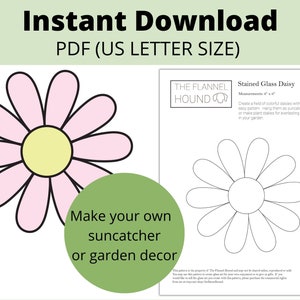 Easy Stained Glass Daisy Pattern, Easy Beginner Stained Glass Pattern ...