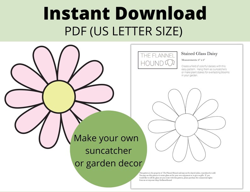 Easy Stained Glass Daisy Pattern, Easy Beginner Stained Glass Pattern ...