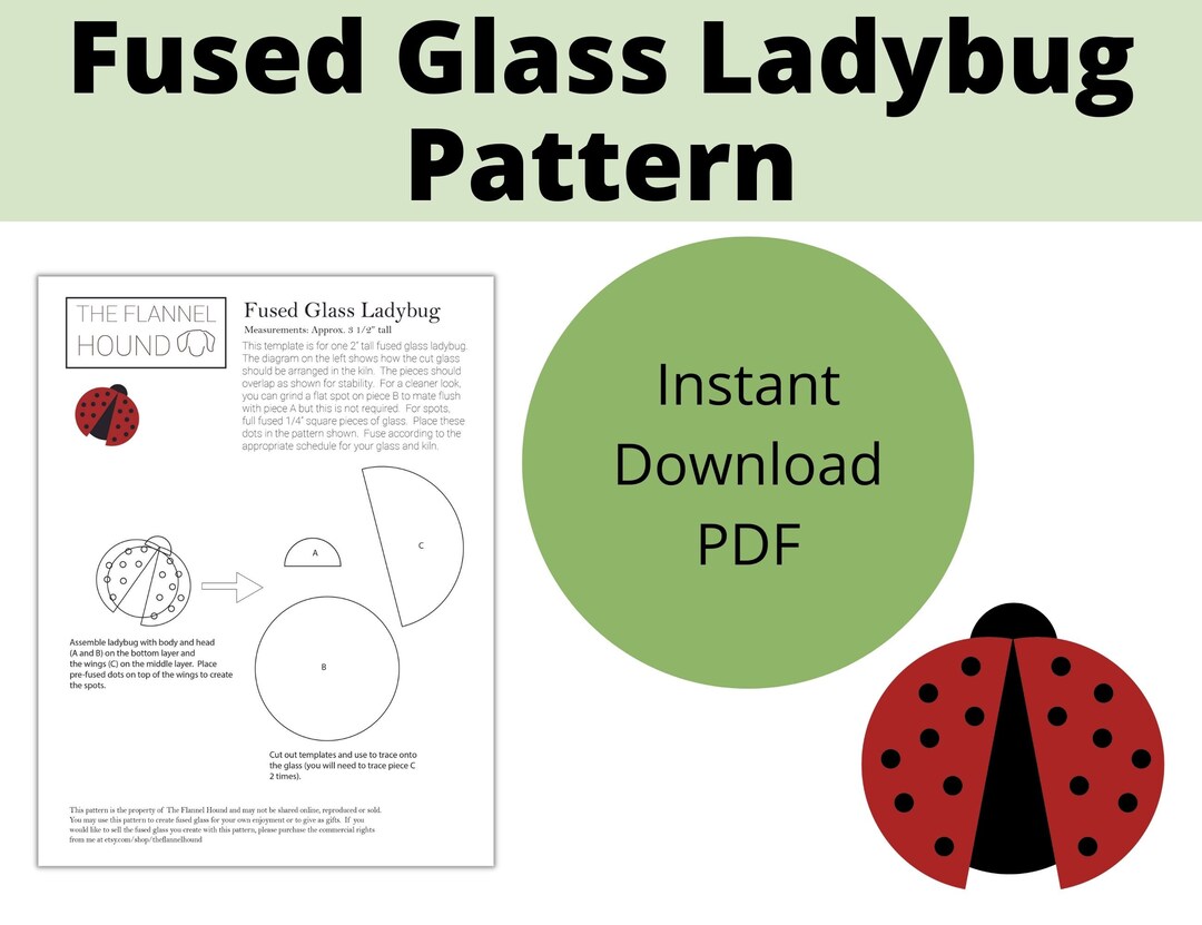 Fused Glass Ladybug Pattern Printable PDF Instant Download, Glass ...