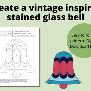 Vintage Style Christmas Bell Stained Glass Pattern for Digital Download ...