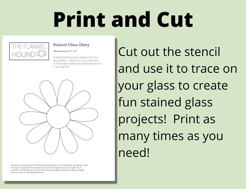 Easy Stained Glass Daisy Pattern, Easy Beginner Stained Glass Pattern ...