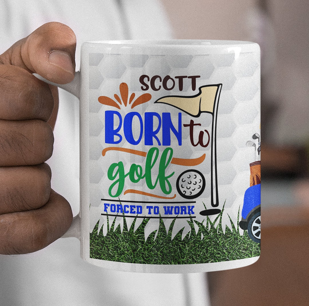 Personalized Born to Golf Forced to Work Mug - Custom Coffee Cup ...