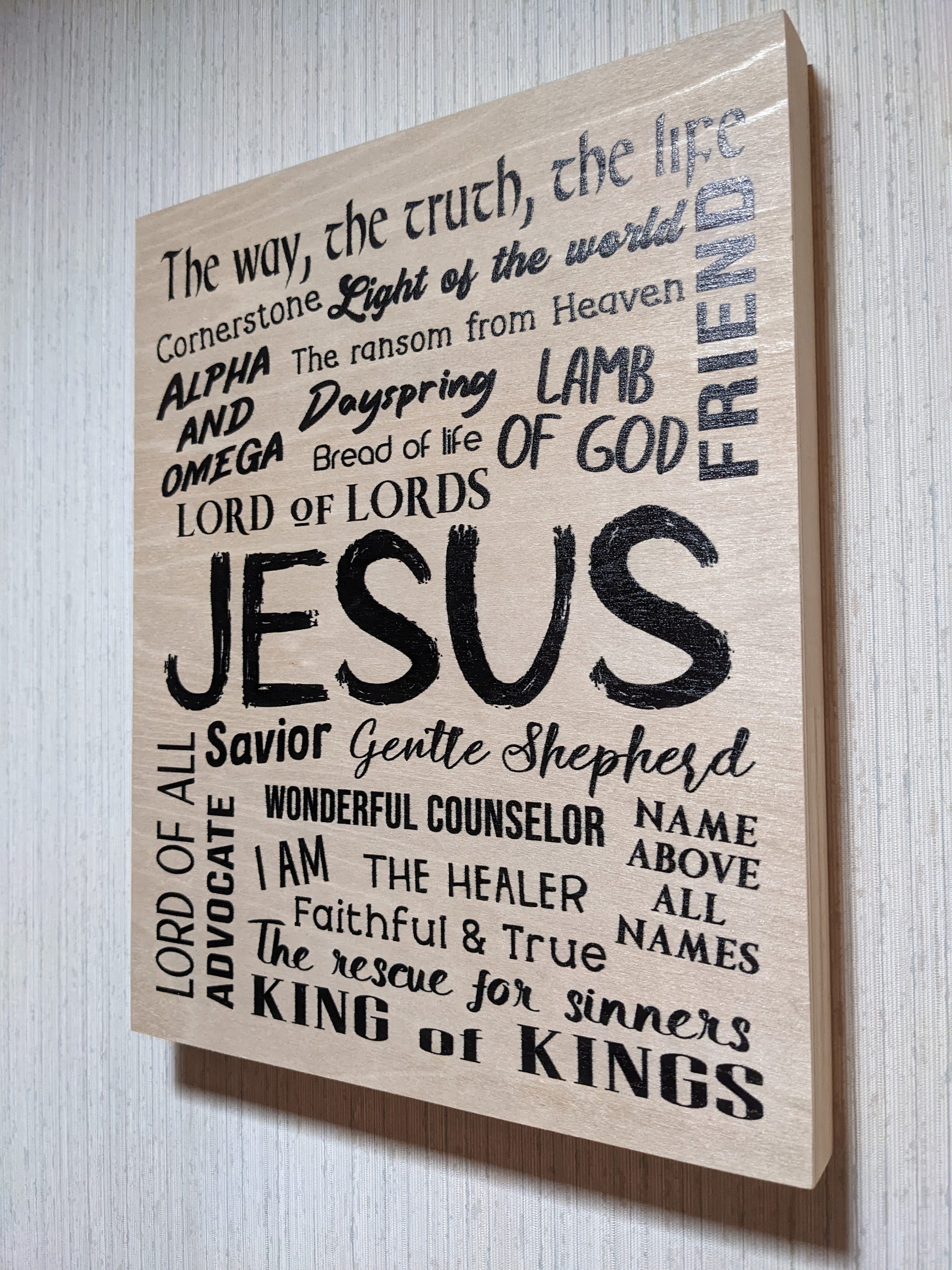 Names of Jesus | Wooden Canvas | Christian Sign - Etsy