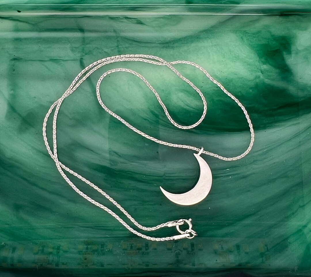 Crescent Moon Pendant Necklace - Sterling Silver - Handmade Jewelry ...