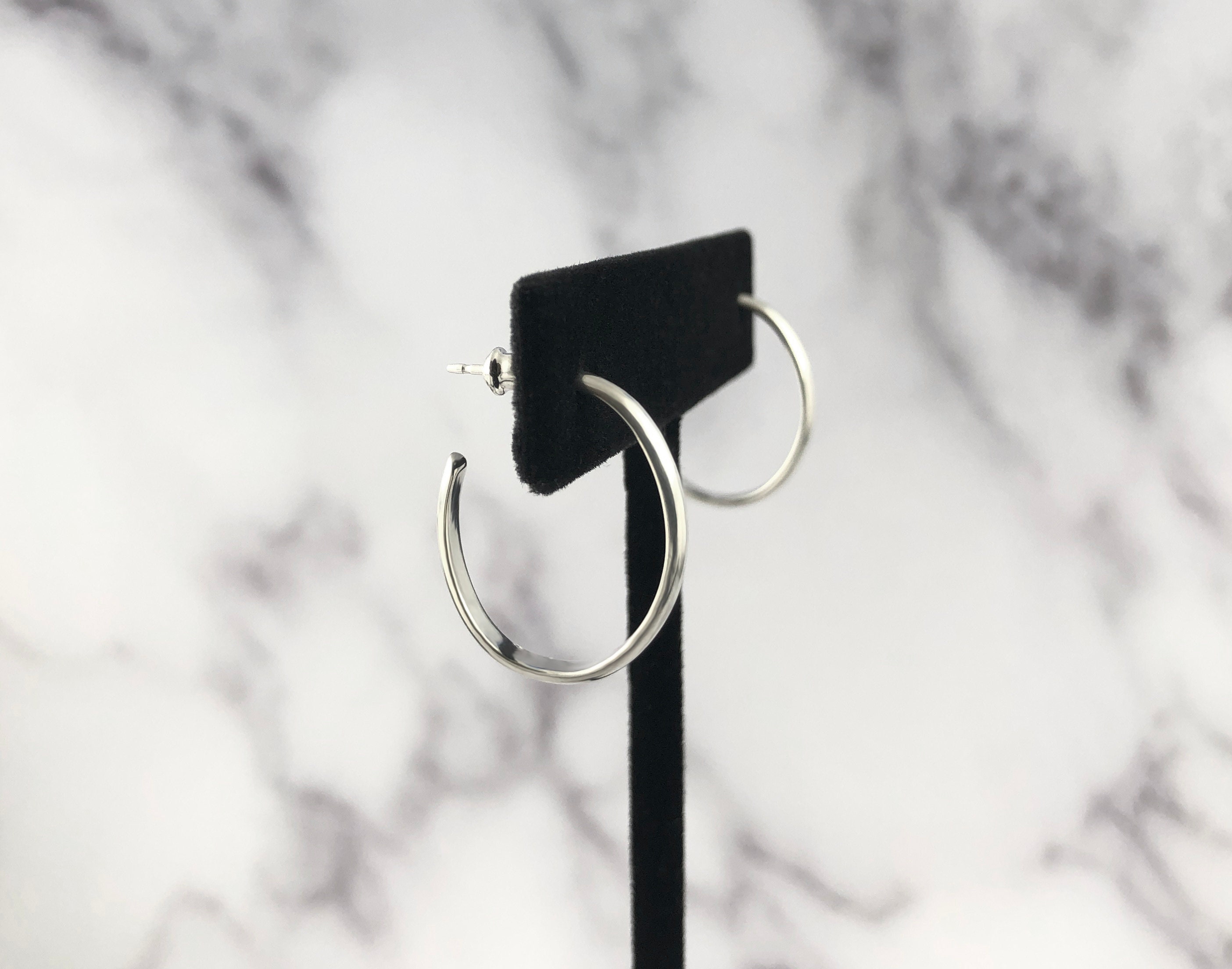 Oval Hoop Post Earrings Sterling Silver Medium Size Handmade Jewelry - Etsy