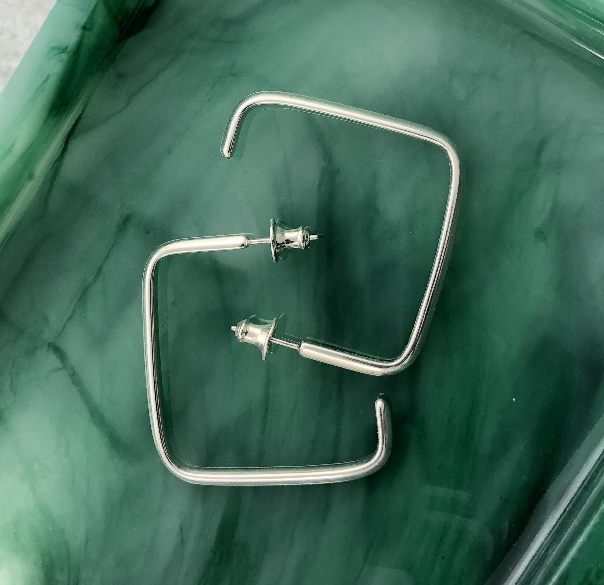 Large Square Hoop Earrings Post Hoops Sterling Silver Handmade Jewelry ...