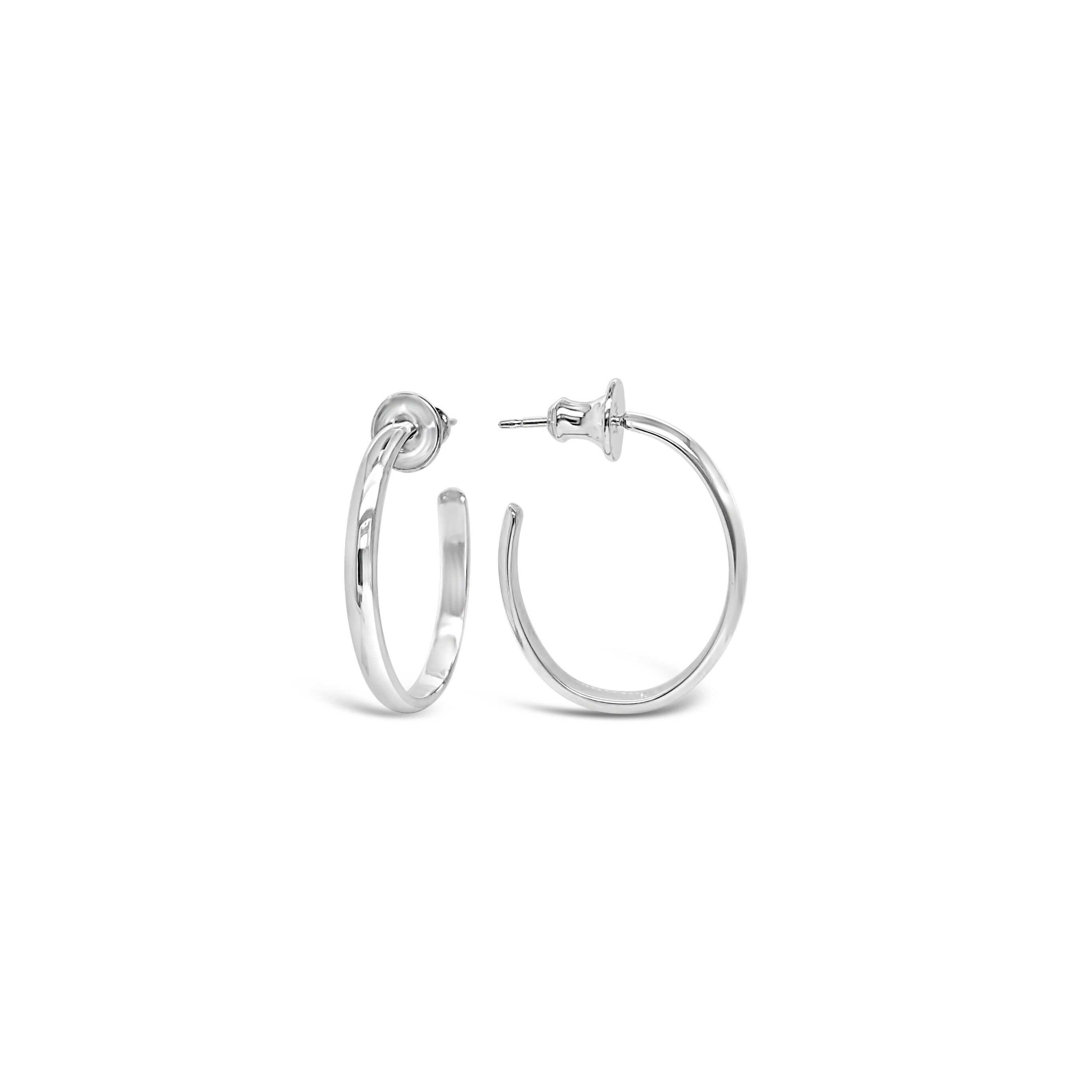 Oval Hoop Post Earrings Sterling Silver Medium Size Handmade Jewelry - Etsy