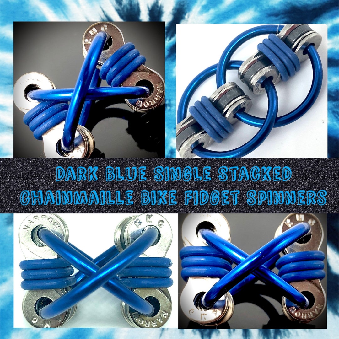 Royal Blue Single Stacked Bike Chain Chainmail Fidget Spinner, Sensory ...