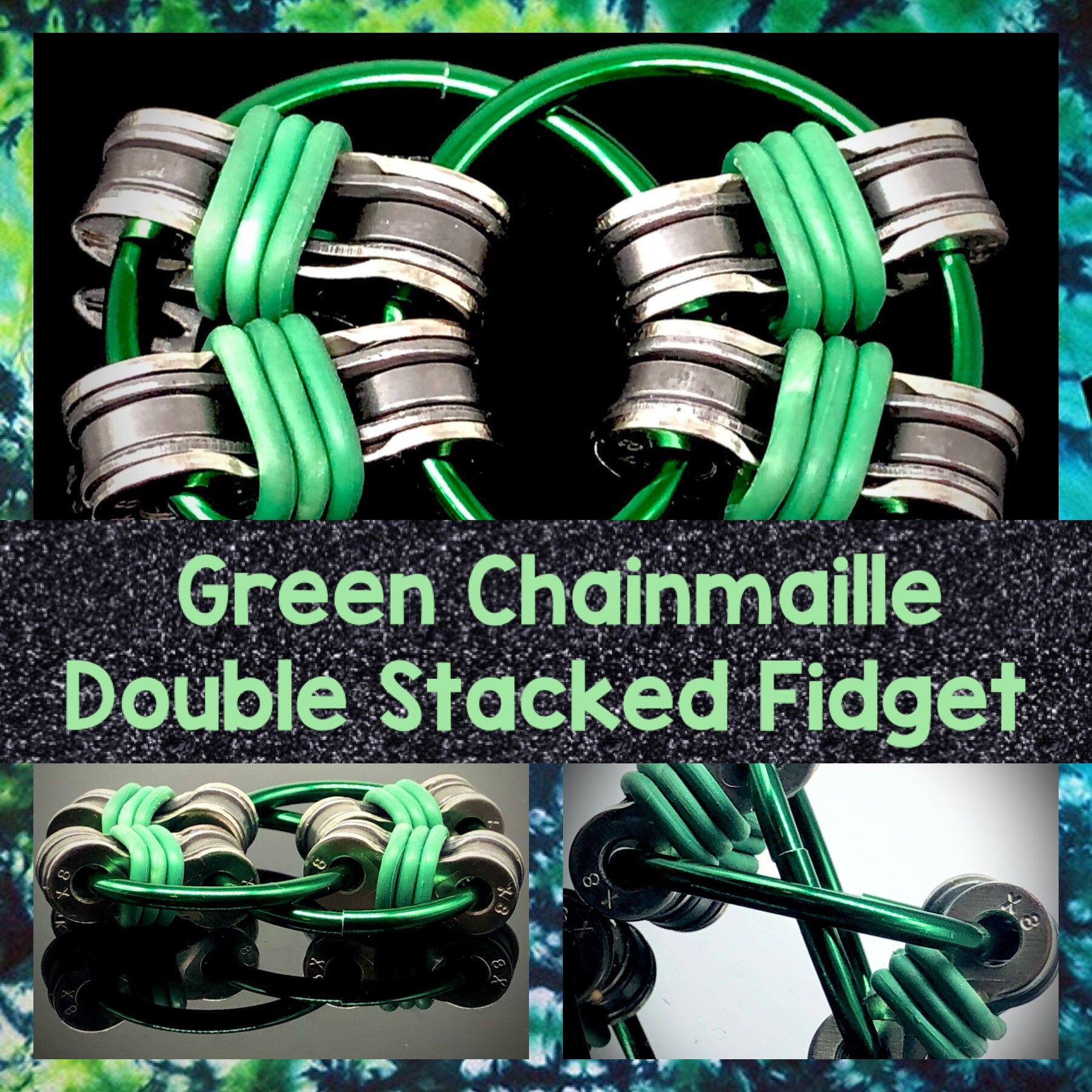 Green Double Stacked Bike Chain Chainmaille Spinner Fidget | Etsy